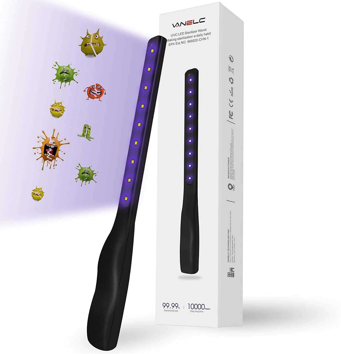 Portable UV Light Sanitizer Travel Wand for Household and Travel (US S ...